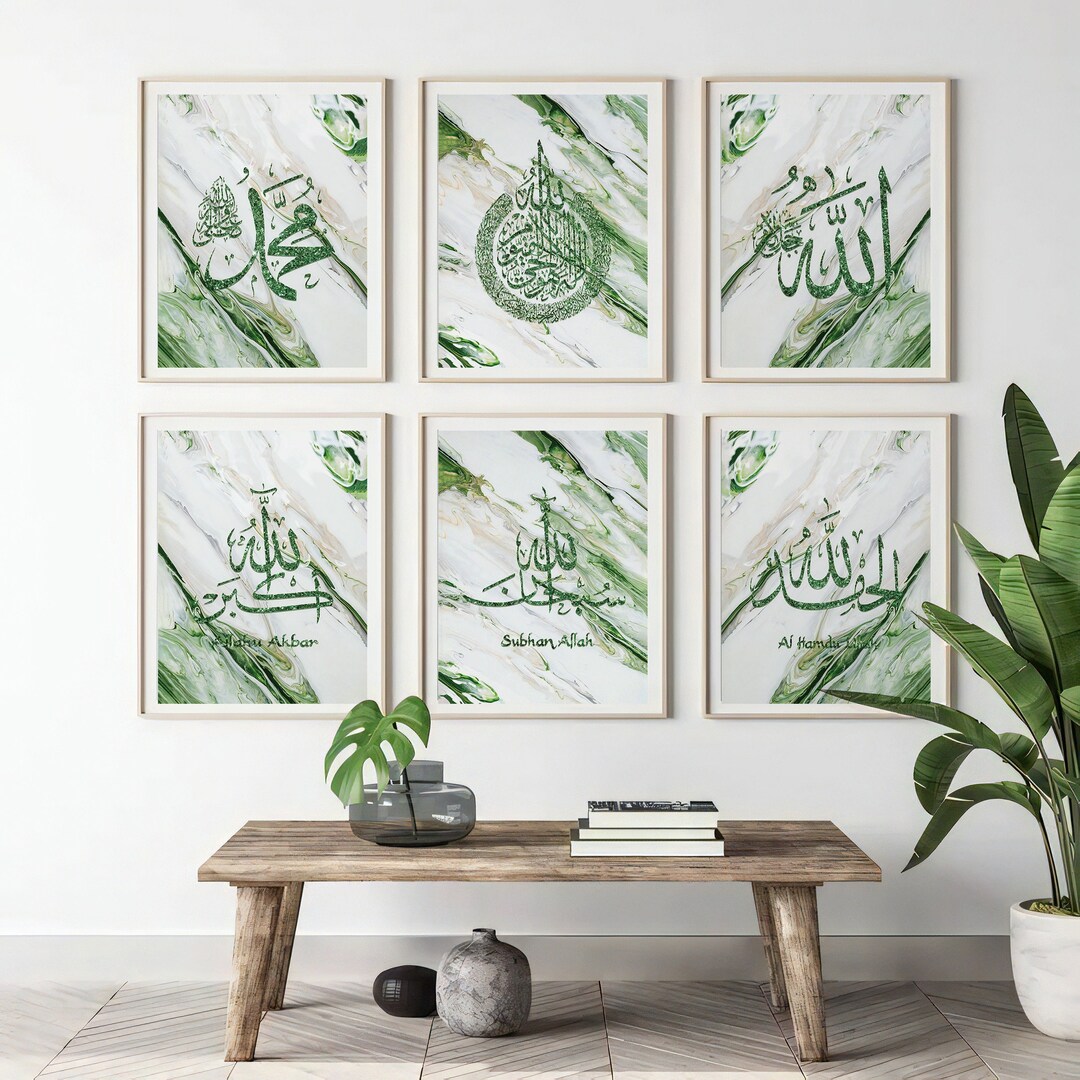 Abstract Green Islamic Wall Art Prints | Set of 6 (digital Download) - Etsy