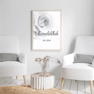 Commencez Avec Bismillah Ile Basla Poster Floral Moderne Gris | Art ...