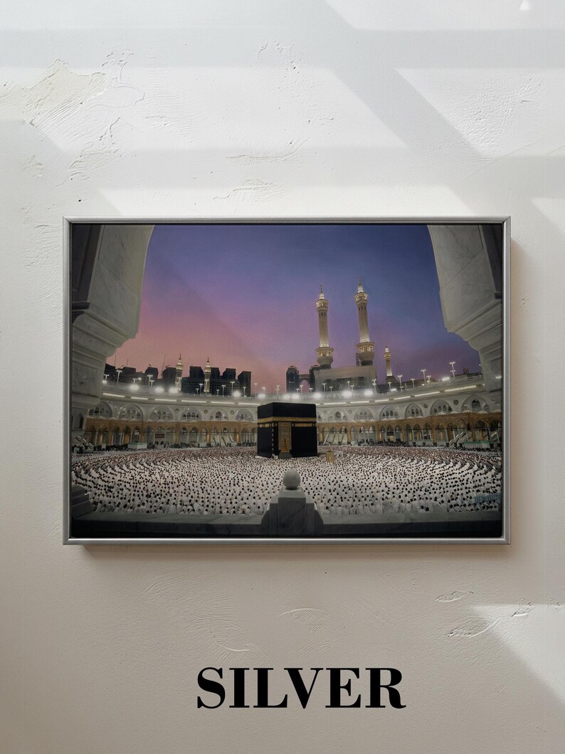 Lienzo con la puesta de sol en la Kaaba / Impresión de la Meca islámica ...