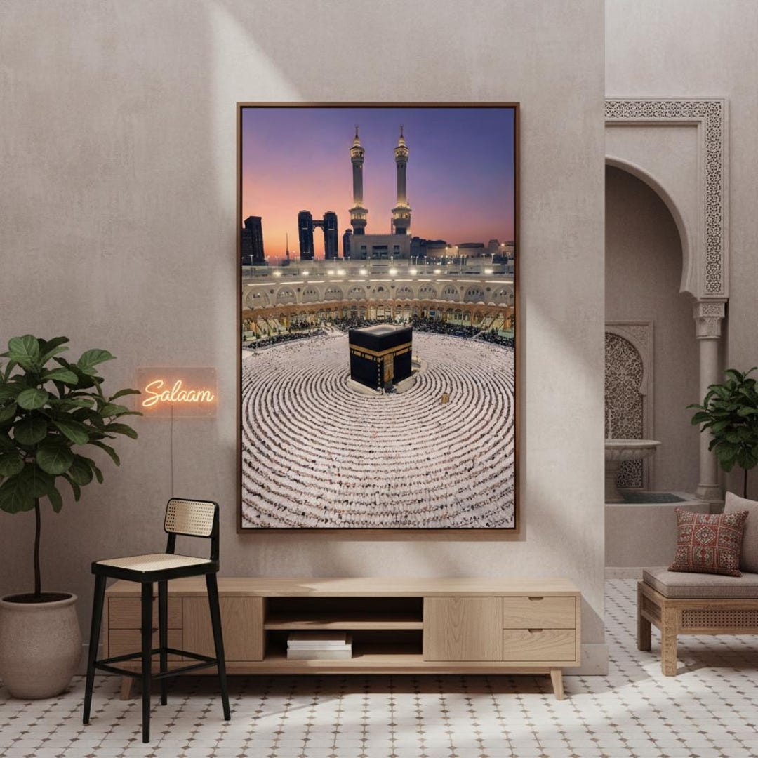 Kaaba Sunset Wall Art | Islamic Pilgrimage, Abstract Purple Pink Sky - Etsy