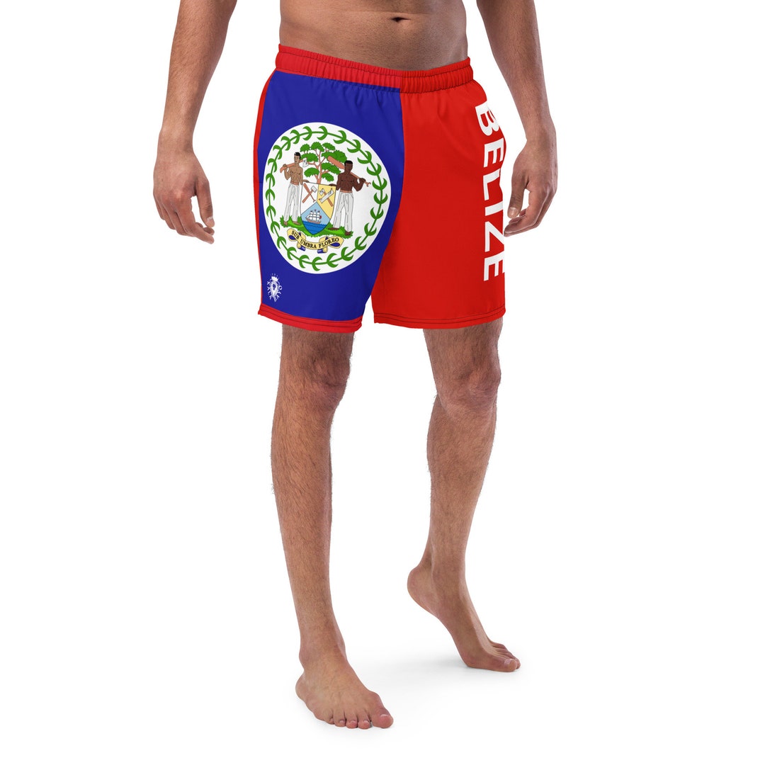 Belize Men's Swim Trunks - Flag Swim Trunks - Caribbean Mens Beach ...