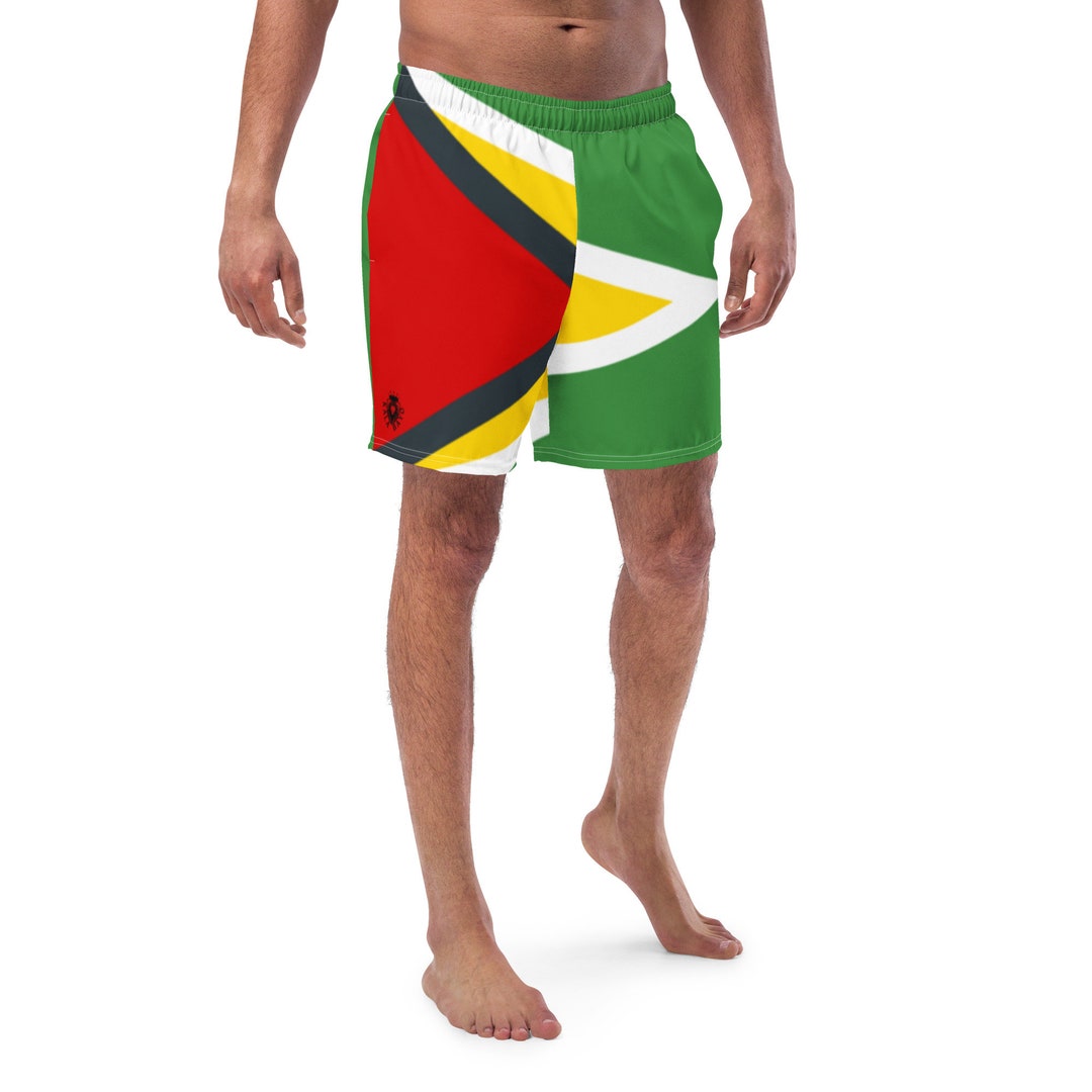 Guyana Men's Swim Trunks - Flag Swim Trunks - Caribbean Mens Beach ...