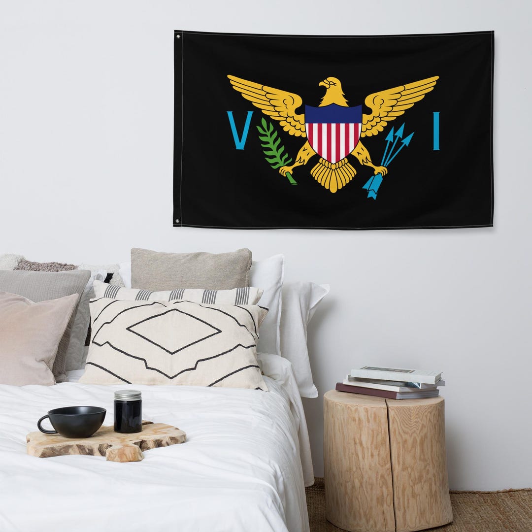 U.S. Virgin Islands Flag 3x5 Large Caribbean USVI Flags, Black VI High ...