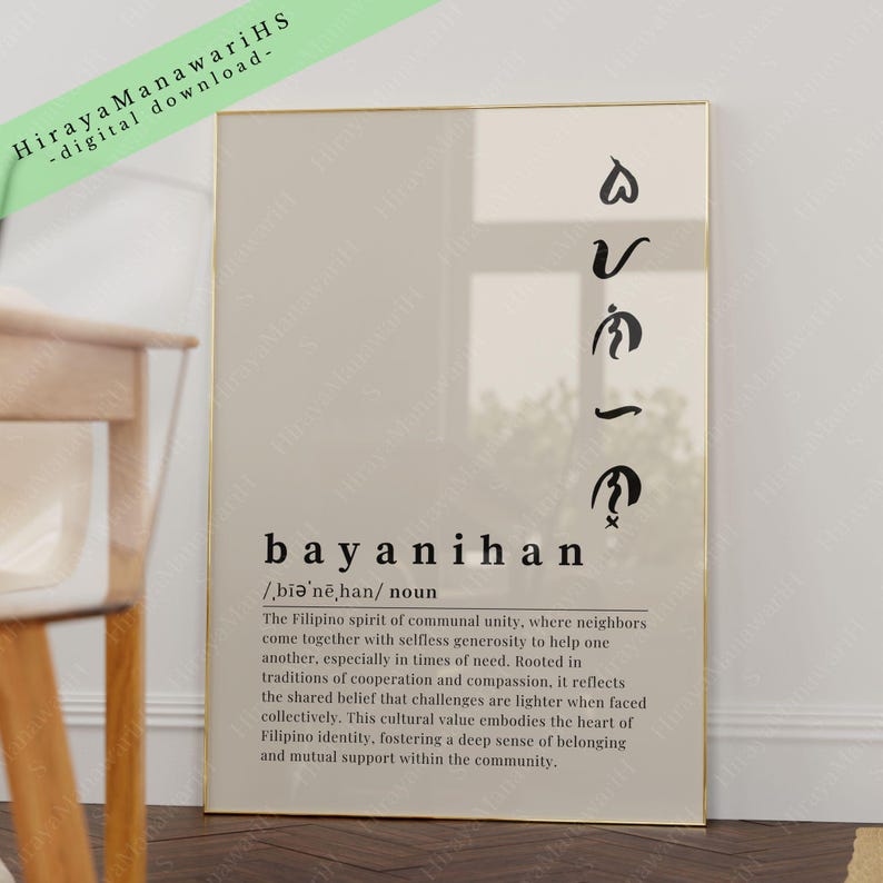 Printable Filipino Baybayin Script and Definition Wall Art - Bayanihan ...
