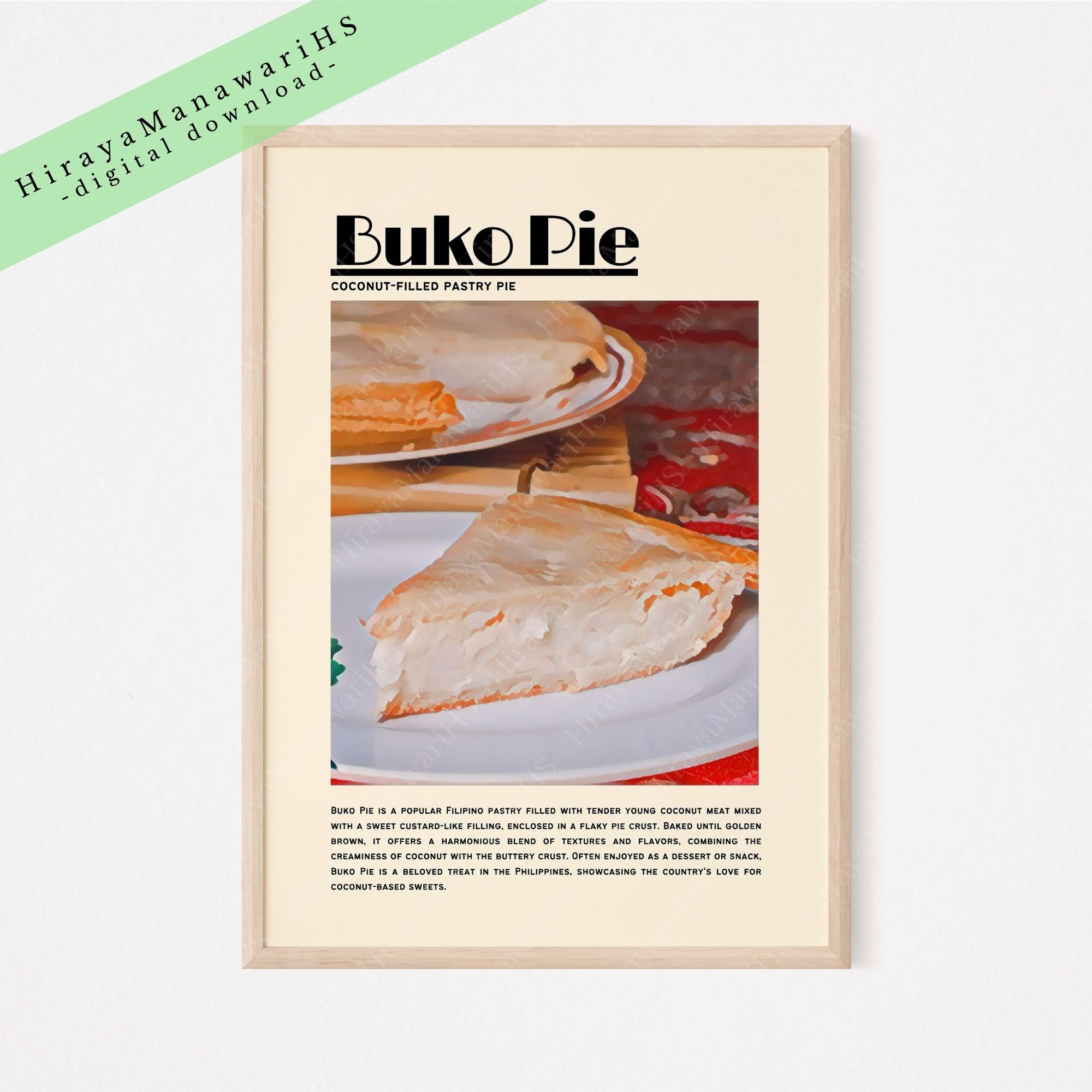 Printable Filipino Food Wall Art - Buko Pie (digital Download) - Etsy