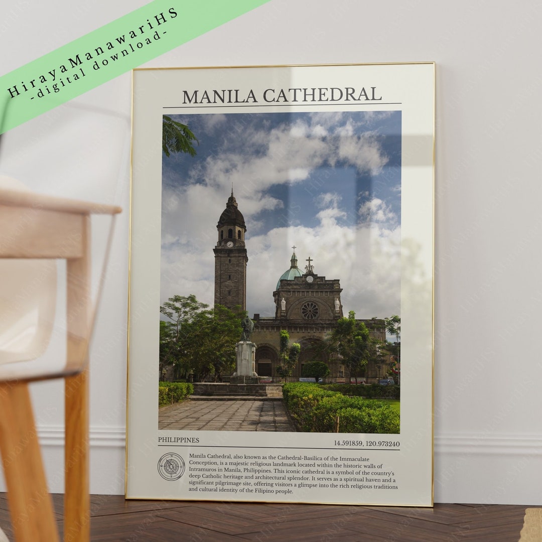 Manila Cathedral, Travel Poster, Philippines, Philippines Art, Filipino ...