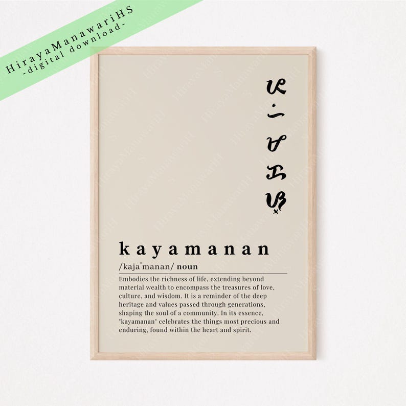Printable Filipino Baybayin Script and Definition Wall Art - Kayamanan ...