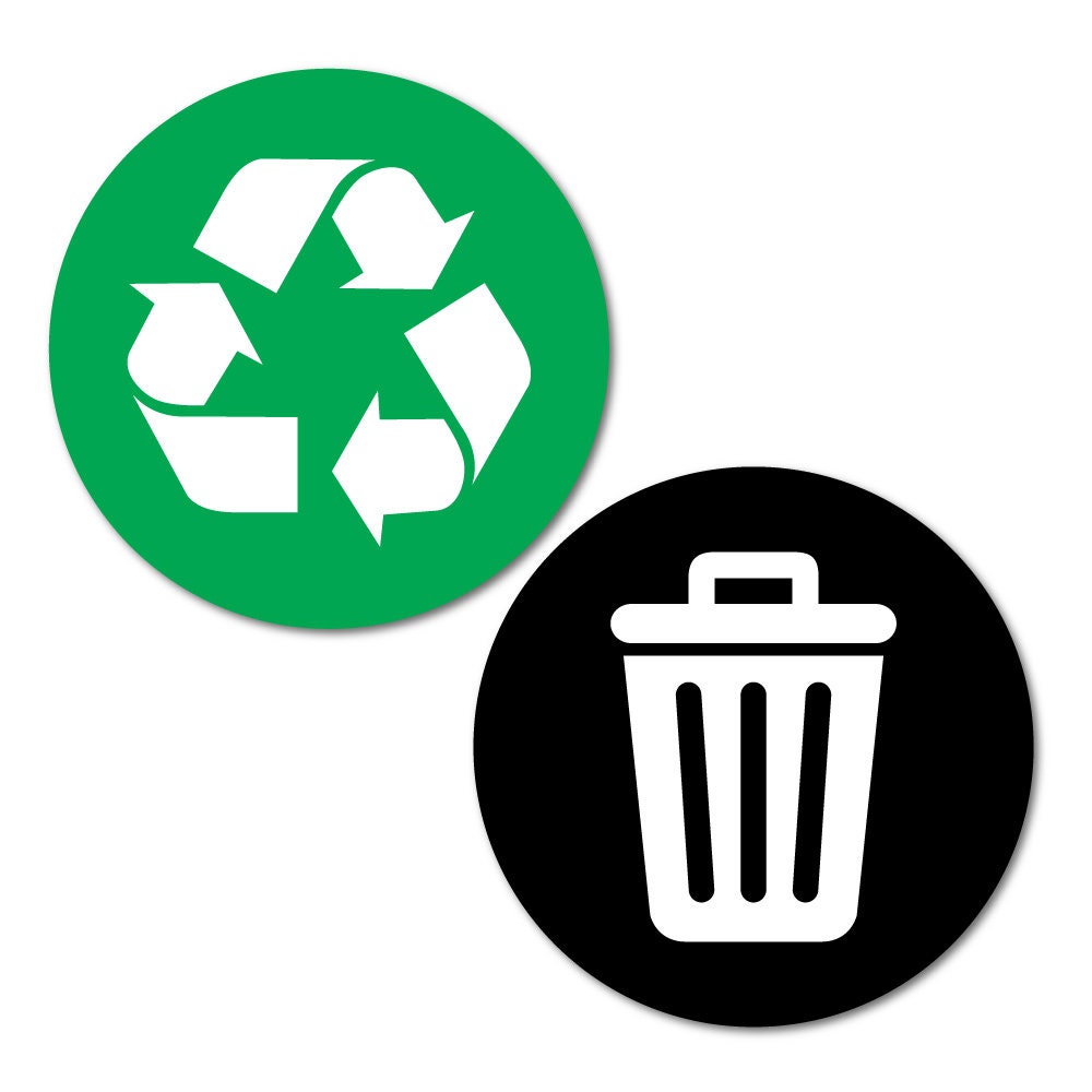 Green and Black Recycle Trash Rubbish Bin Sticker Decal Car Bumper ...