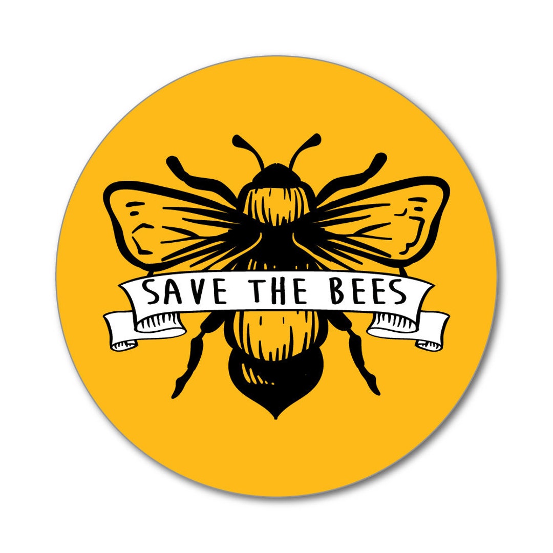 Save the Bees Banner Environment Yellow Planet Earth Flower Sticker ...