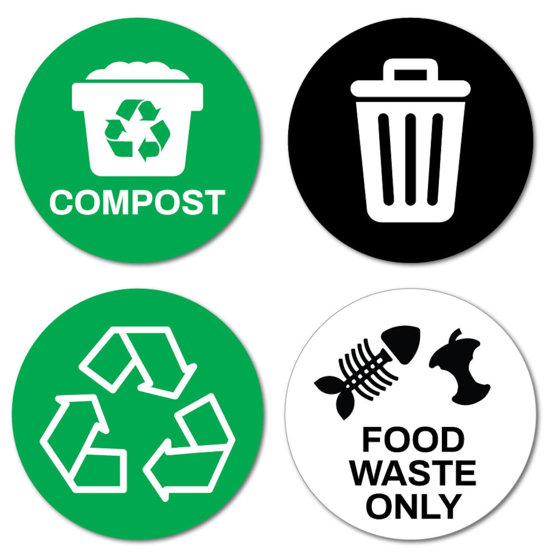 4X Recycle Stickers Food Compost Trash Sticker Decal Recycling ...