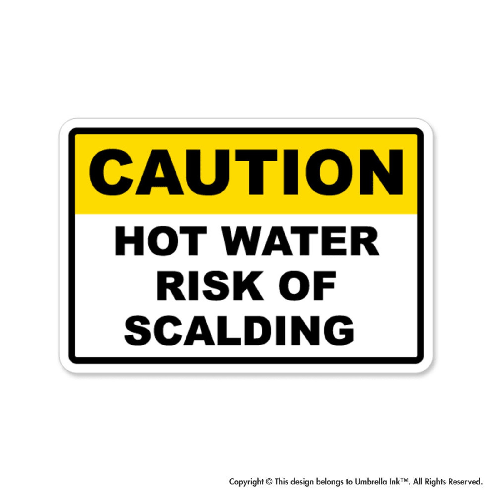Caution Hot Water Sticker Decal Safety Vinyl Work Place Safety Warning ...