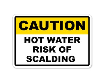 Caution Hot Water Sign Adhesive Sticker Warning Sign, Sticker, Silver ...