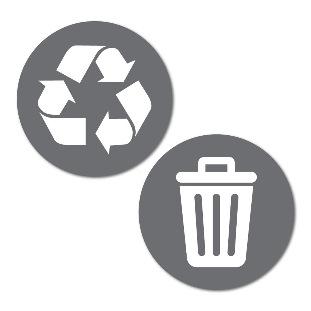 Grey Recycle Trash Bin Sticker Decal Waste Management Recycling ...