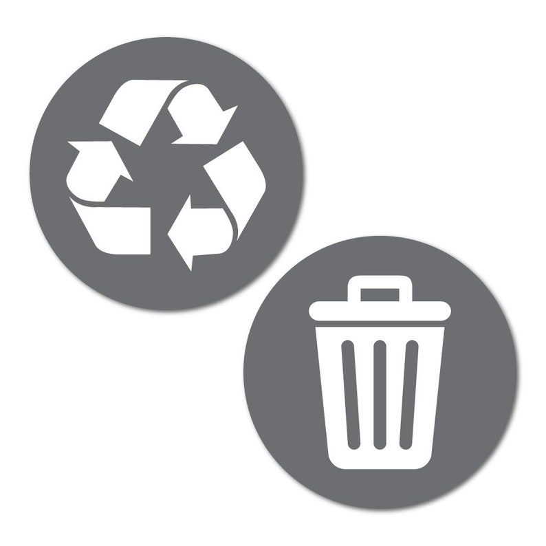 Grey Recycle Trash Bin Sticker Decal Waste Management Recycling ...