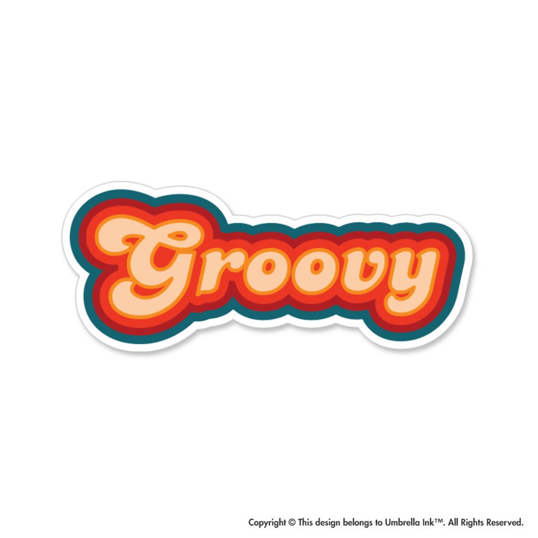 Hippy "groovy" Vintage Font Sticker Decal Vinyl Retro Vibes 60's 70's ...