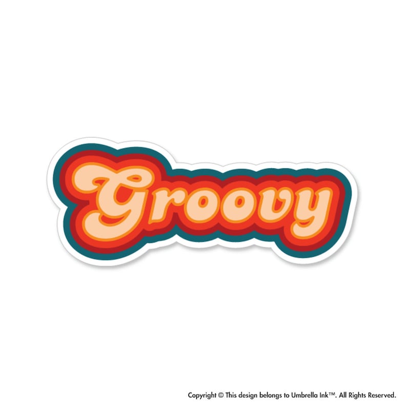 Hippy "groovy" Vintage Font Sticker Decal Vinyl Retro Vibes 60's 70's ...