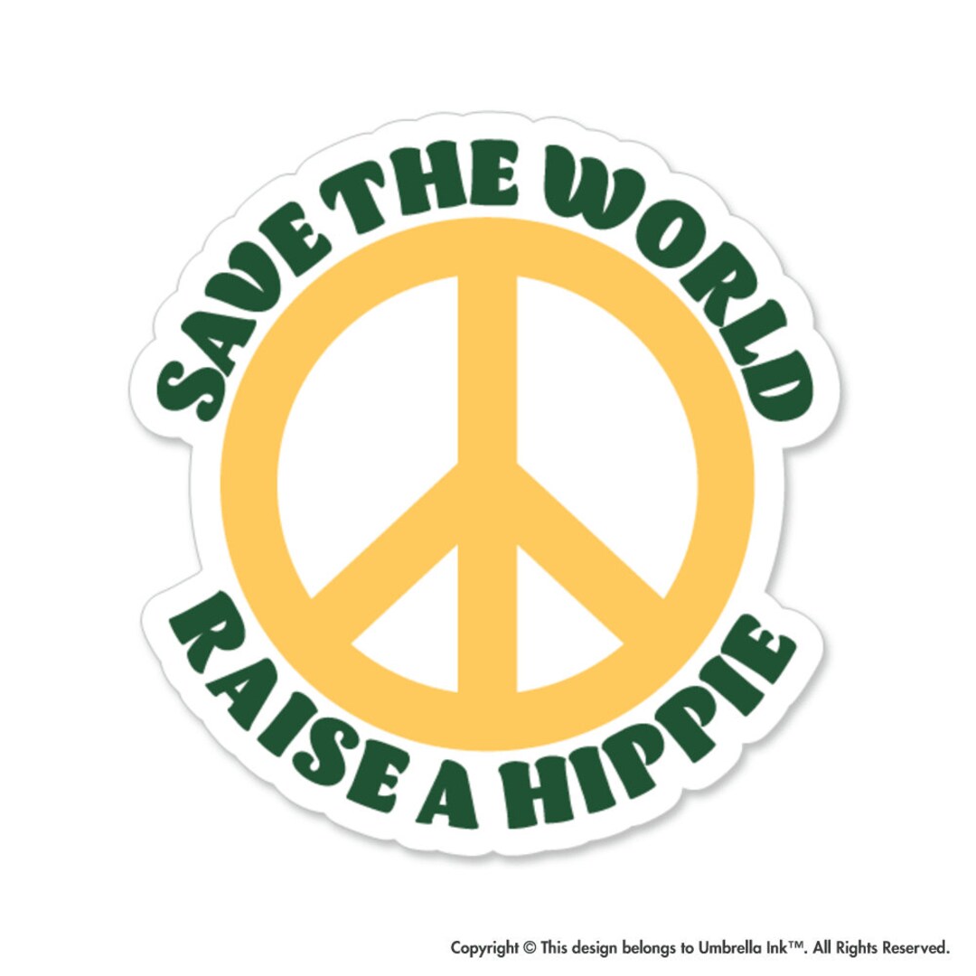 Raise A Hippie Peace Sign Sticker Decal Unity Peace Human Rights ...