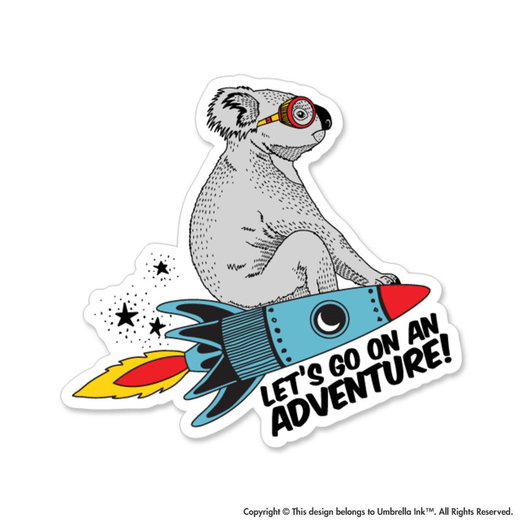 Go on an Adventure Koala on Rocket Stars Sticker Decal Adventure ...