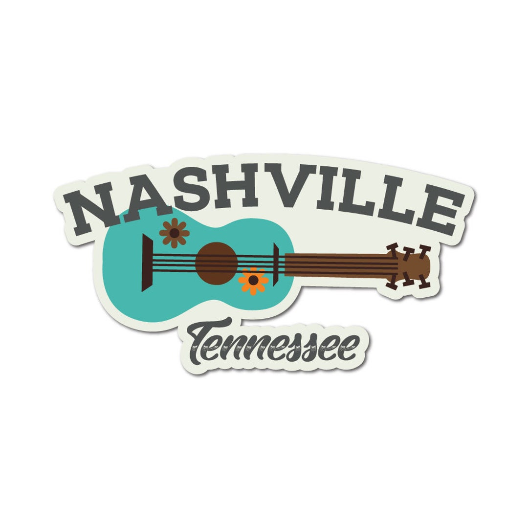 Nashville Guitar Retro Sticker Decal Music Nostalgia Vintage City ...