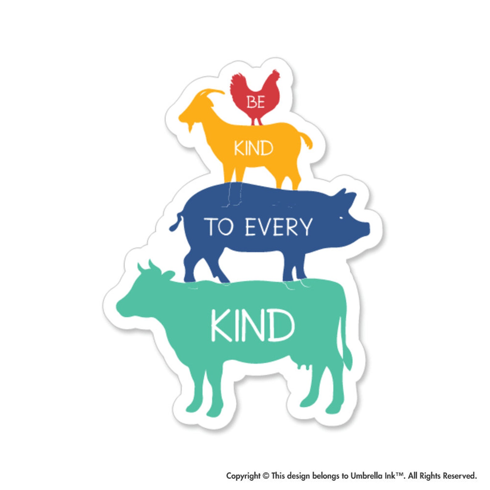 Be Kind to Every Kind of Animal Wordplay Cute Sticker Decal Animal ...