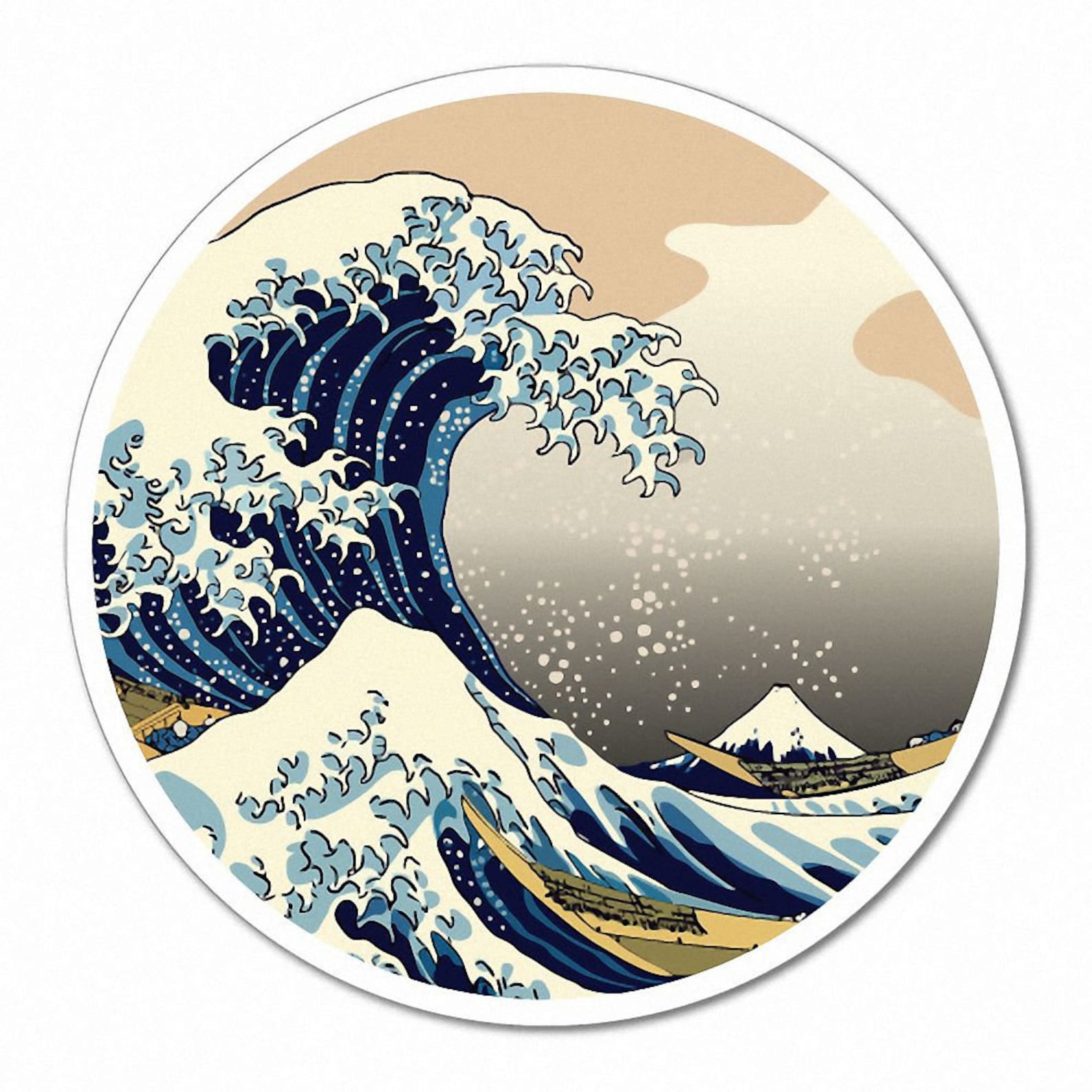 Kanagawa Wave Circle Sticker Decal Japanese Art Woodblock Print Ocean ...