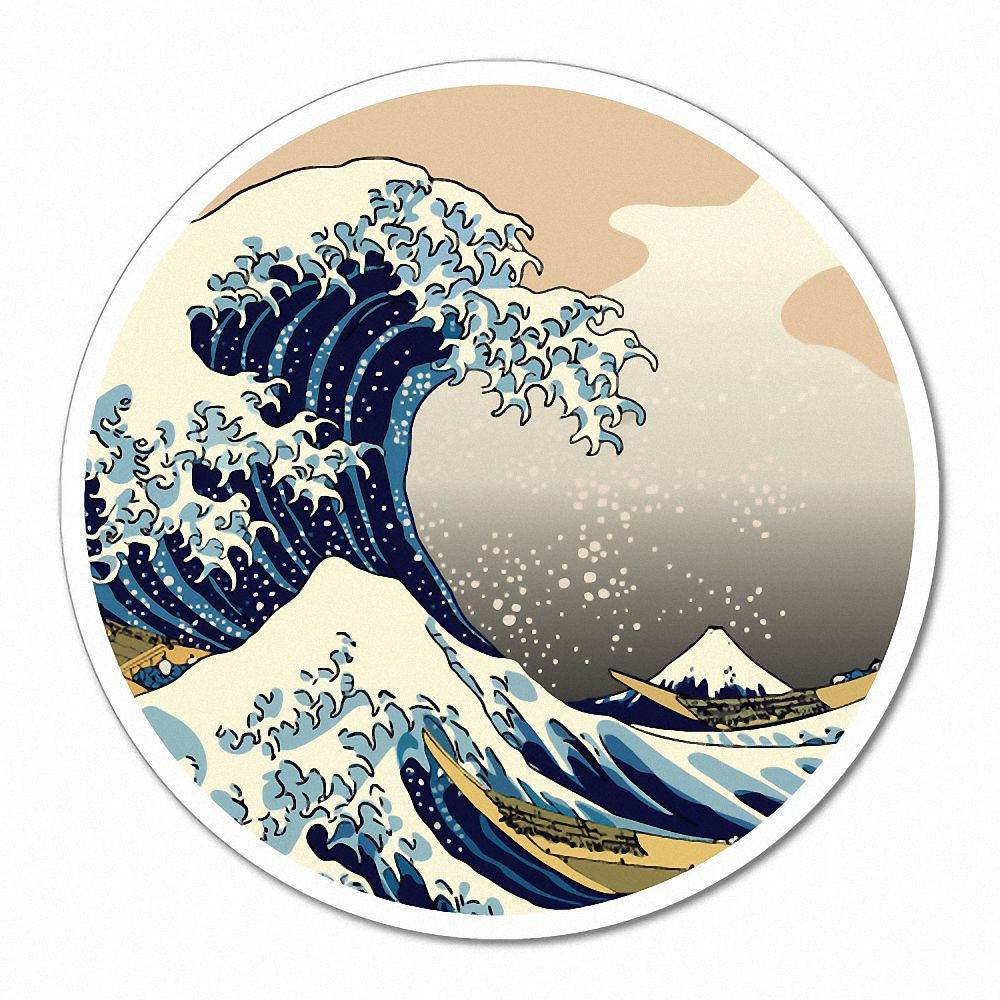 Kanagawa Wave Circle Sticker Decal Japanese Art Woodblock Print Ocean ...