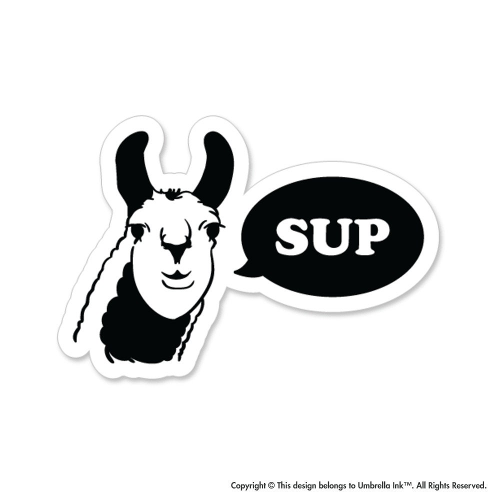 Sup Llama Sticker Decal Humor Fun Light Hearted Animals Funny Animals ...