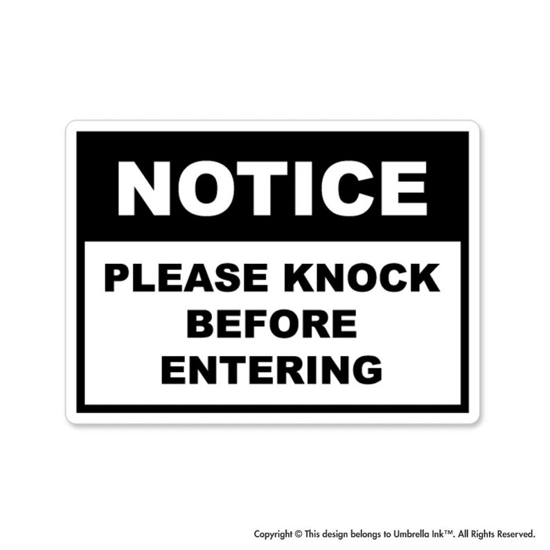 Please Knock Before Enter Sticker Decal Privacy Warnings Caution Safety ...