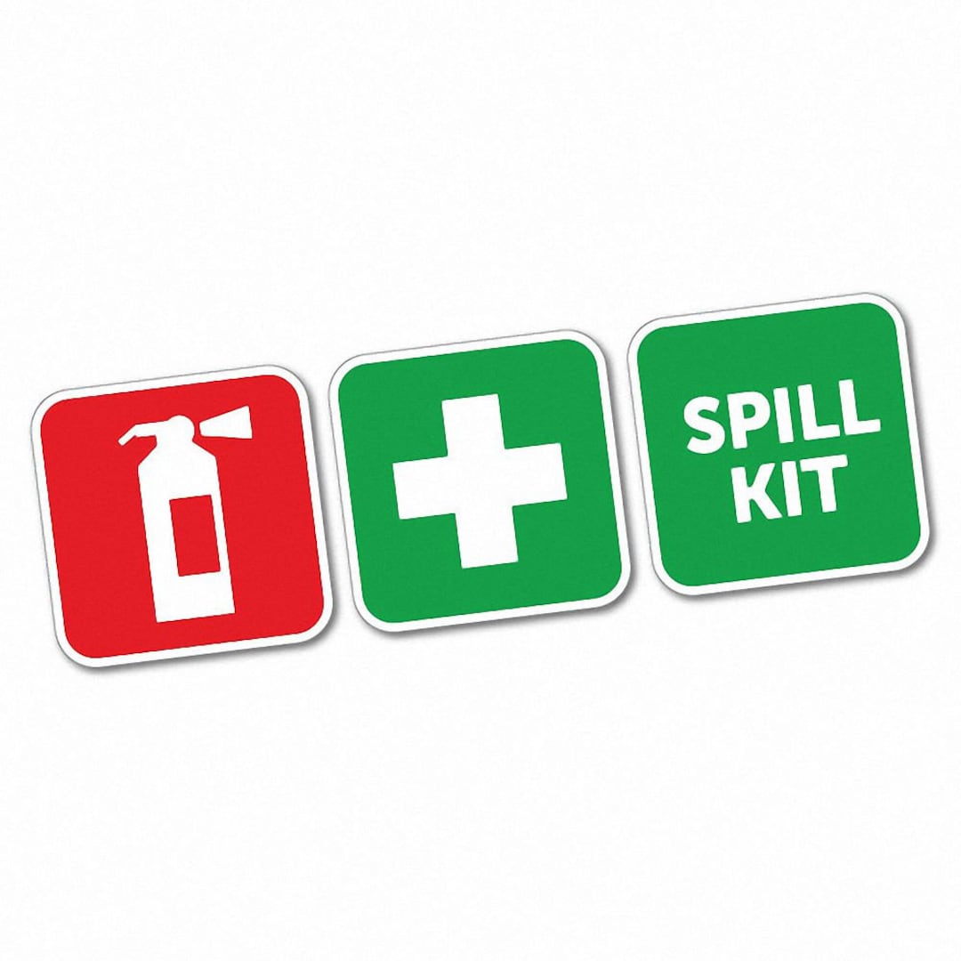 First Aid Fire Extinguisher and Spill Kit Sticker Decal Safety ...