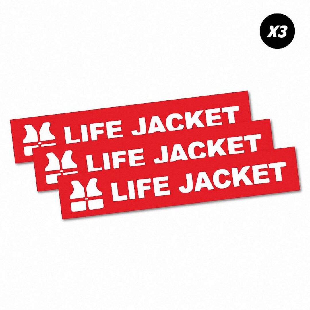 3x Life Jacket Stickers Decal Red Safety Warning Caution Emergency ...