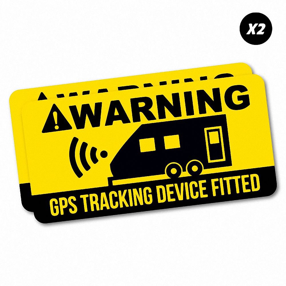 2x Warning Caravan Gps Tracking Sticker Decal Safety Security Anti ...