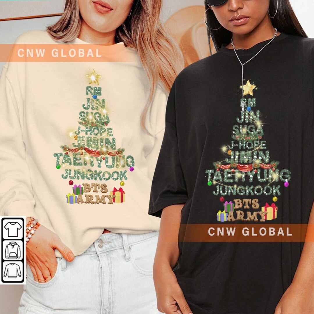 BTS Christmas Tree Kpop Sweater Bangtan Santa Claus - Etsy