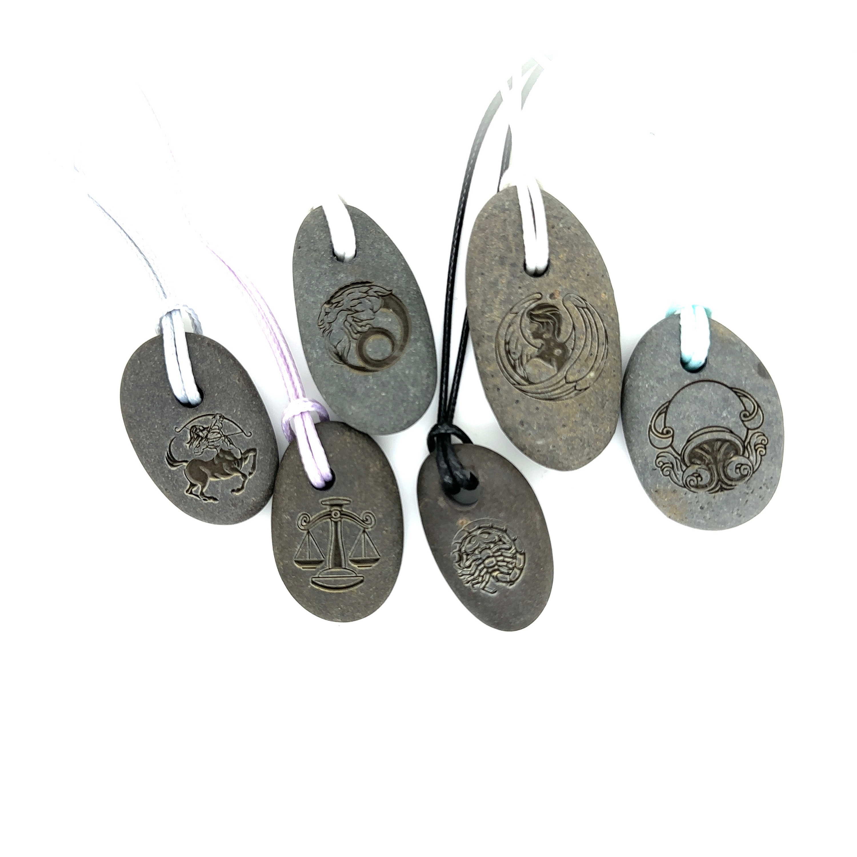 Engraved Zodiac Stone Pendant, Astrology Gift, Engraved Stone, Laser ...