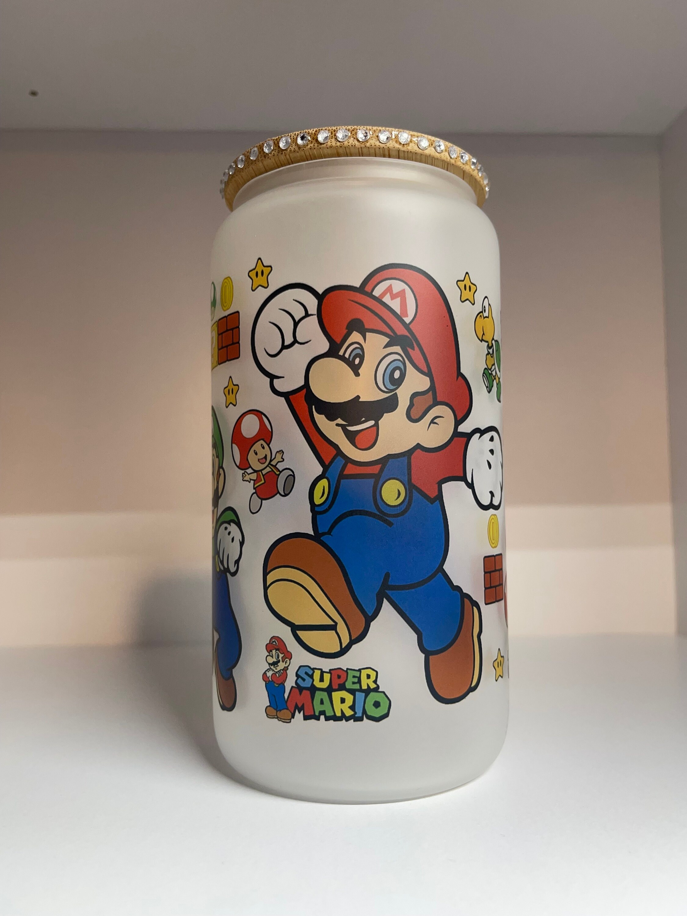 Super Mario & Luigi Frosted Glass Cup - Etsy
