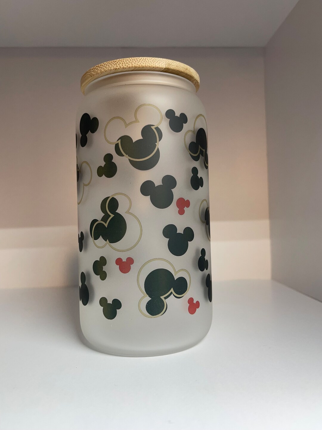Mickey Mouse Ears Frosted Glass Cup - Etsy
