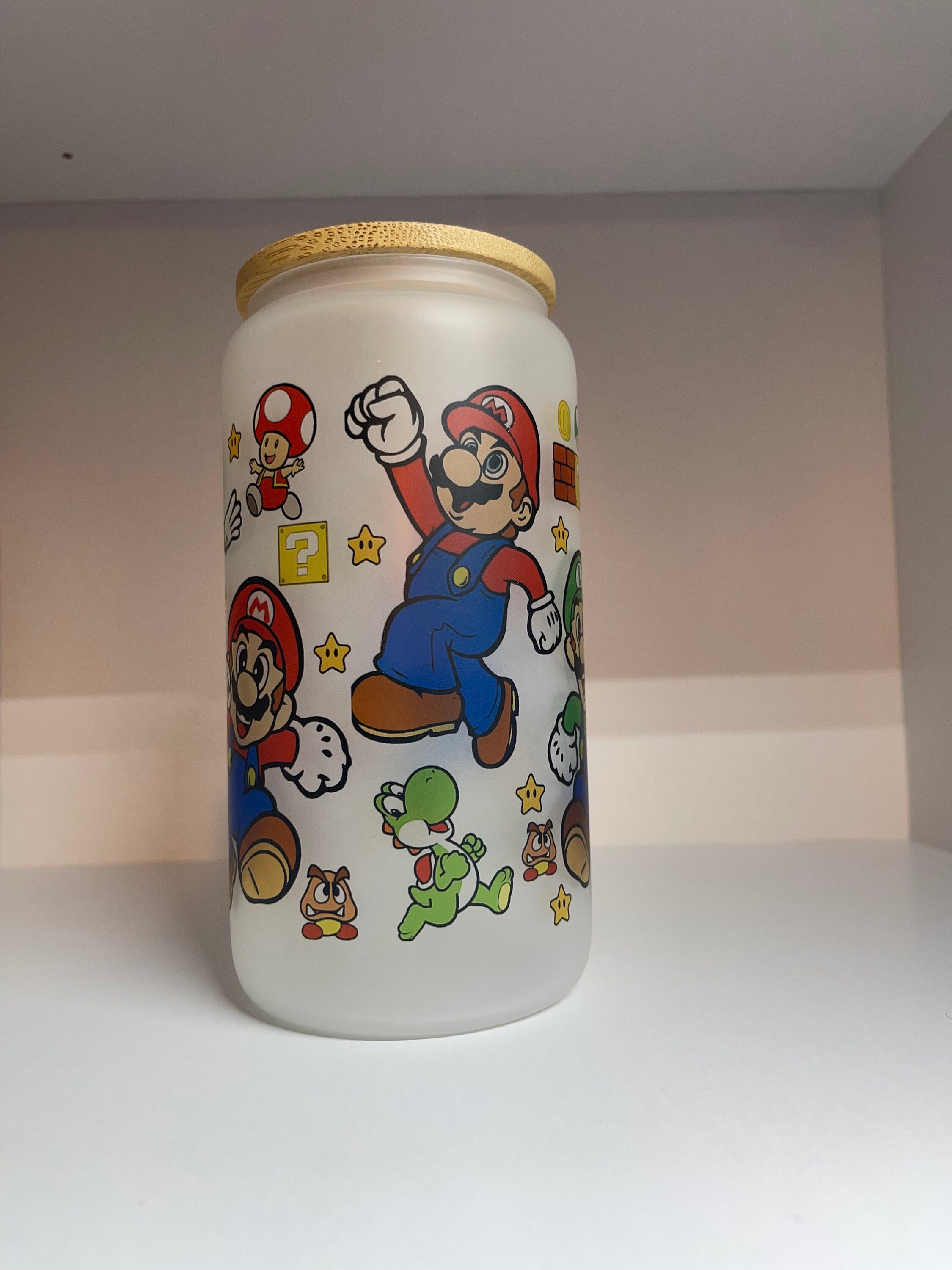Super Mario & Luigi Frosted Glass Cup - Etsy