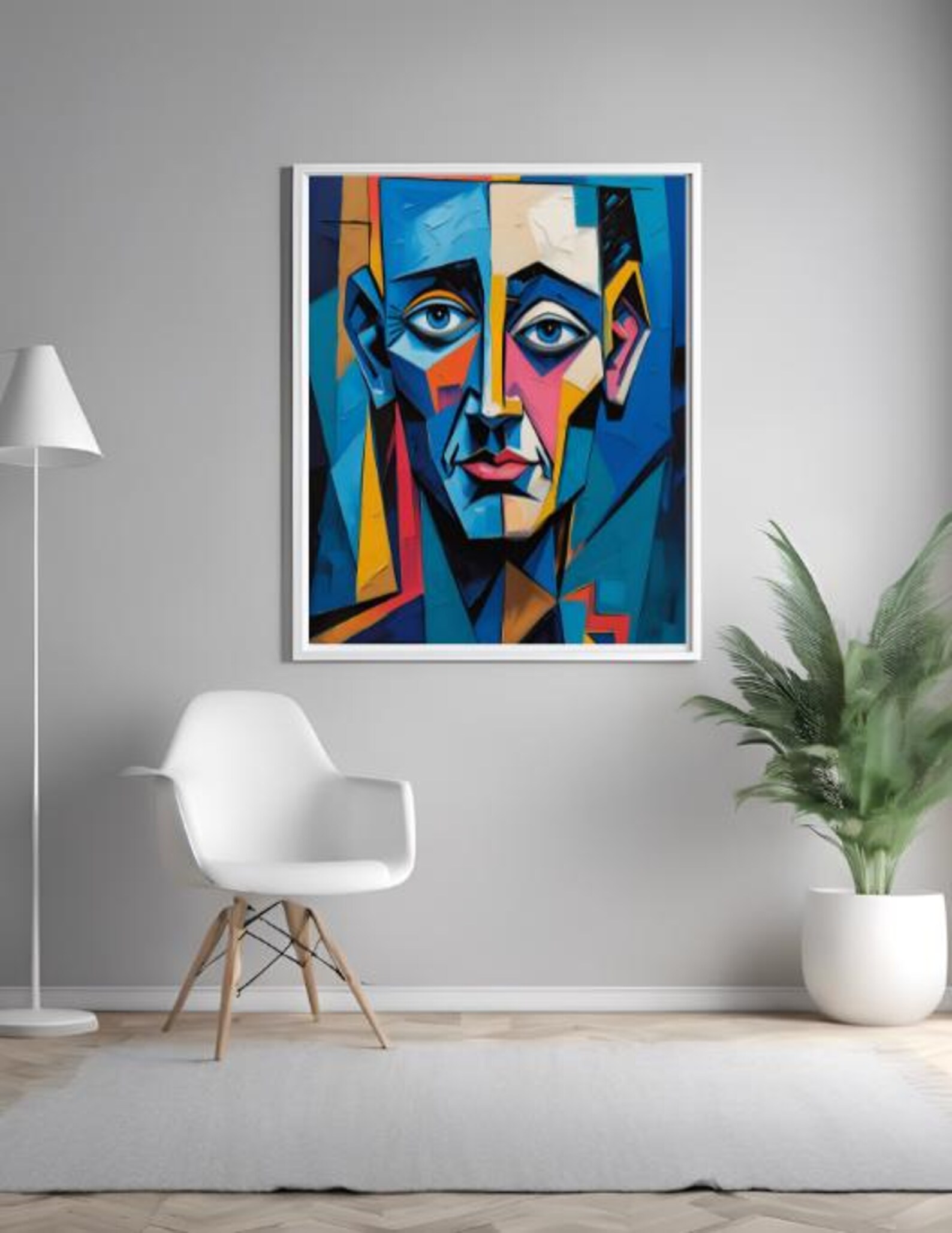Bold Picasso Style Abstract Face Wall Art | Colorful Cubist Portrait ...