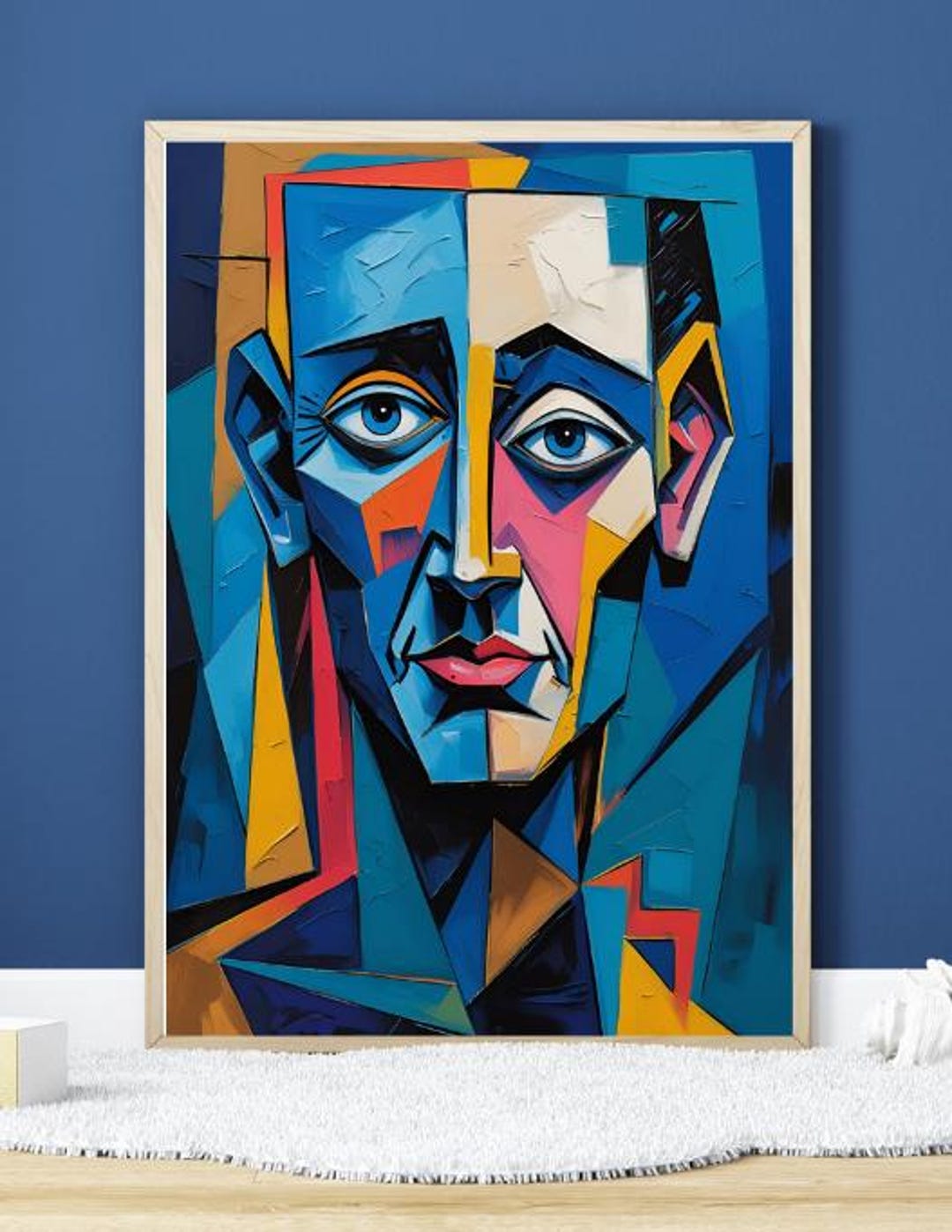 Bold Picasso Style Abstract Face Wall Art | Colorful Cubist Portrait ...