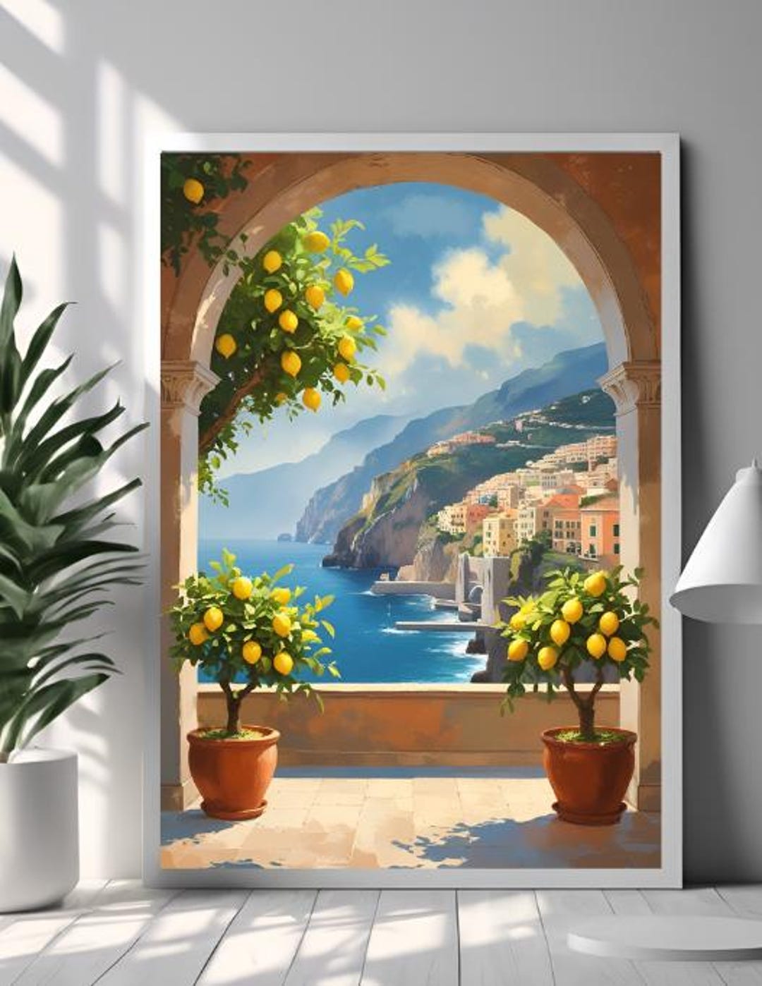 Amalfi Coast Print | Italian Lemon Tree Terrace View (digital Download ...