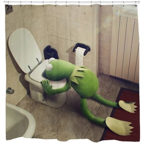 Funny Shower Curtain Kermit the Frog Shower Curtain Frog Waterproof ...