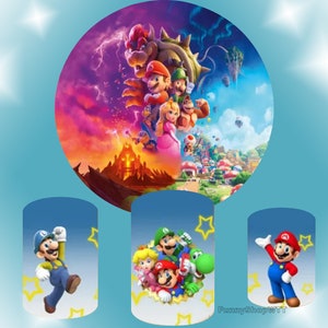 3D Cartoon Mario Round Backdrop Super Mario Bros 3pcscylinder - Etsy