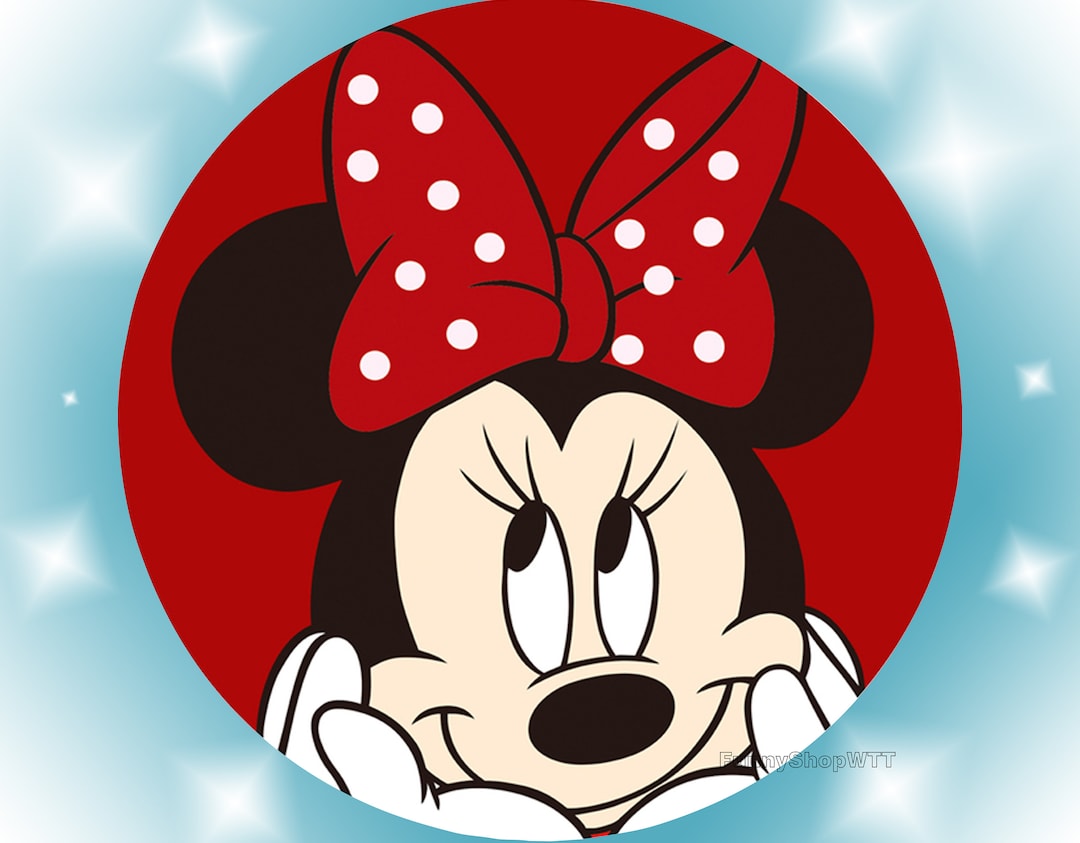 Cartoon Red Minnie Round Backdrop Disney Mickey Kids Happy Birthday ...