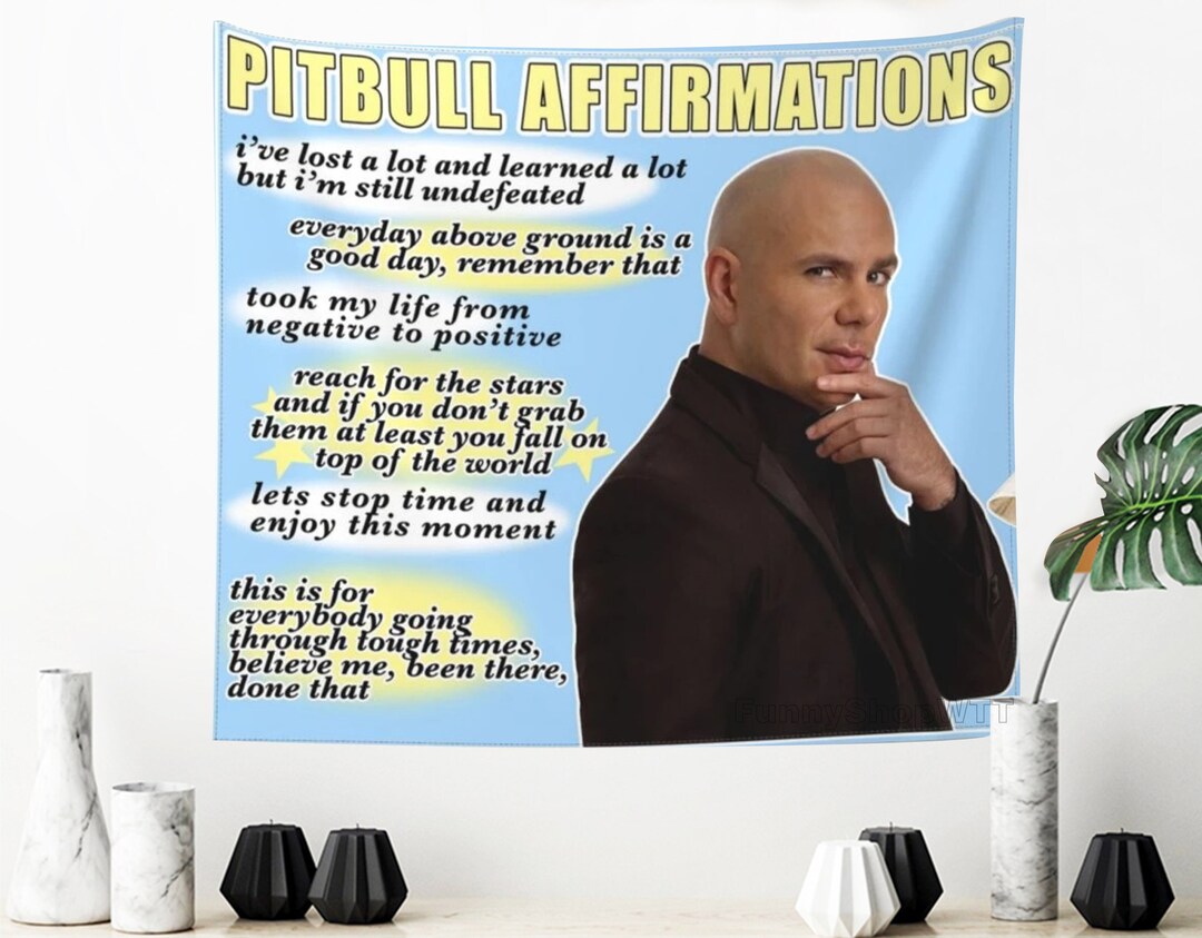 Boutique Cool Tapestries Funny Meme Tapestry Pitbull Affirmations ...