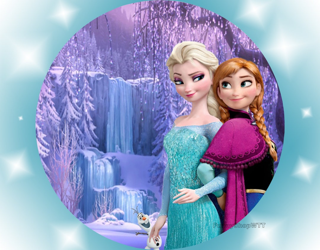 Custom Frozen Birthday Party Round Backdrop Party Decor Cartoon Sisters ...