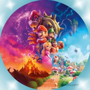3D Cartoon Mario Round Backdrop Super Mario Bros 3pcscylinder - Etsy