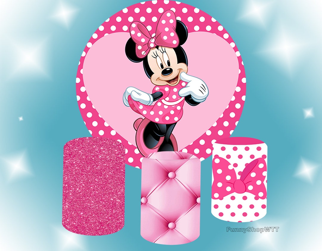Cute Pink Minnie Mouse 3pcscylinder Cover Backdrop Girls - Etsy