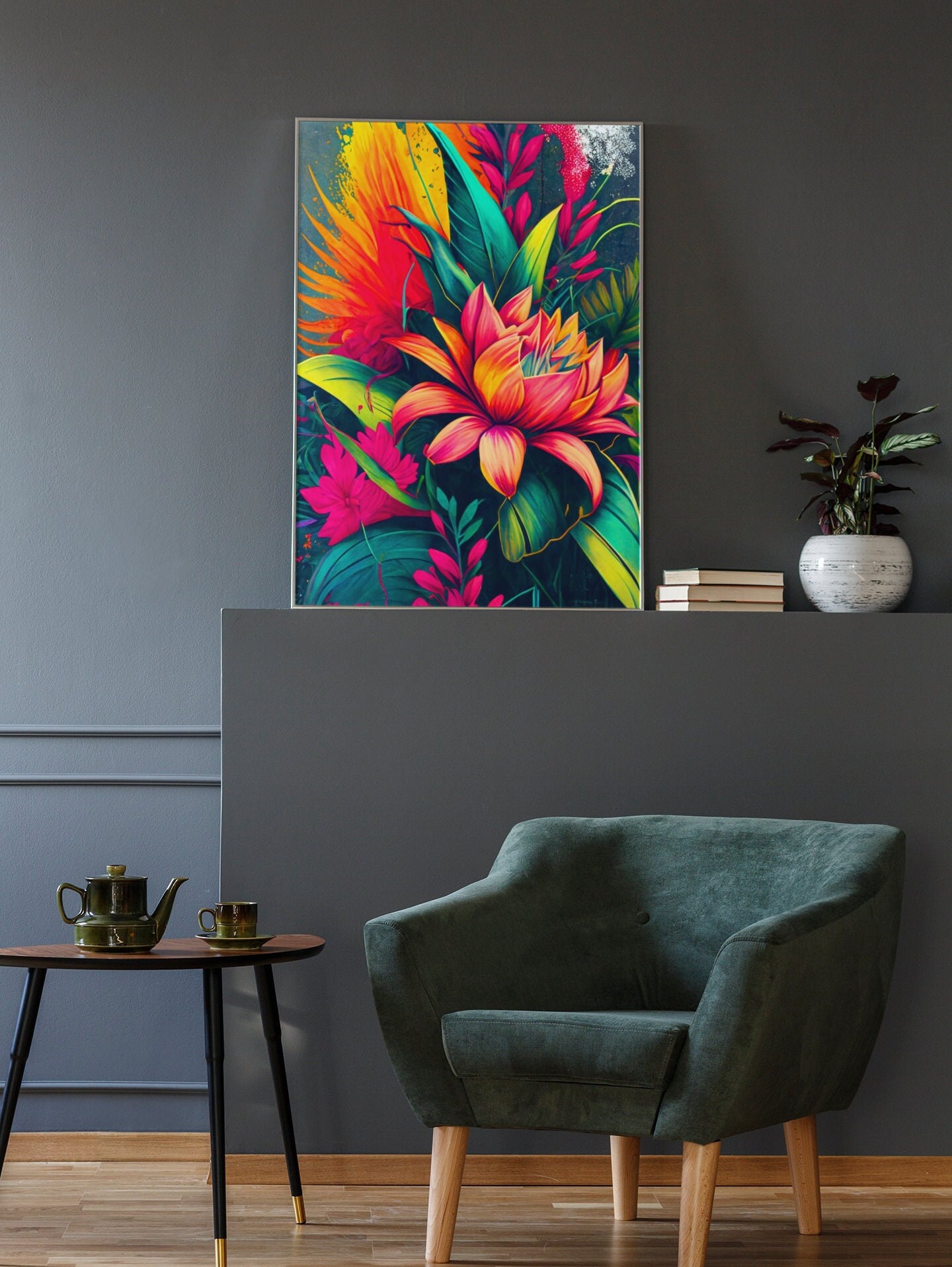 Urban Tropical Flowers INSTANT Download Digital AI Art, Hibiscus, Lotus ...