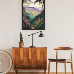 View From Rainforest Watercolor El Yunque Puerto Rico Digital Art ...