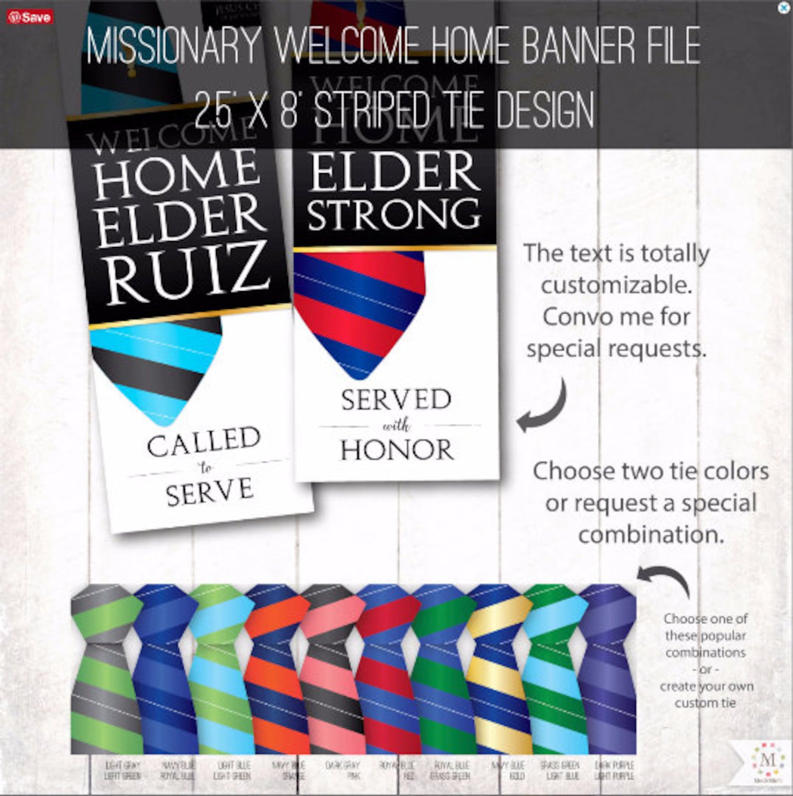 Missionary Welcome Home Banner: Vertical Tie Design for Elders PRINTED ...