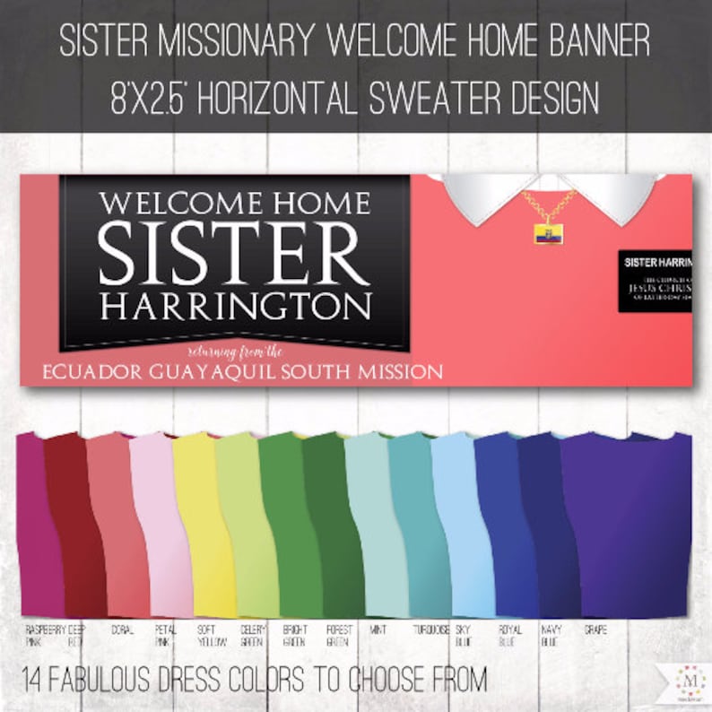 Missionary Welcome Home Banner: Horizontal Sweater Design for Sisters ...
